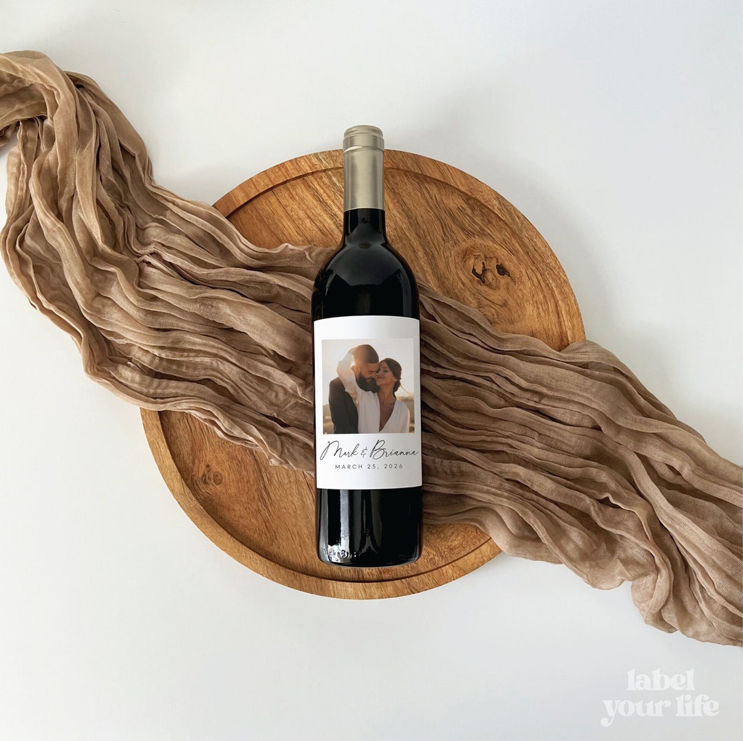 Engagement Wine Label With Photo | Engagement Party Favor | Engagement ...