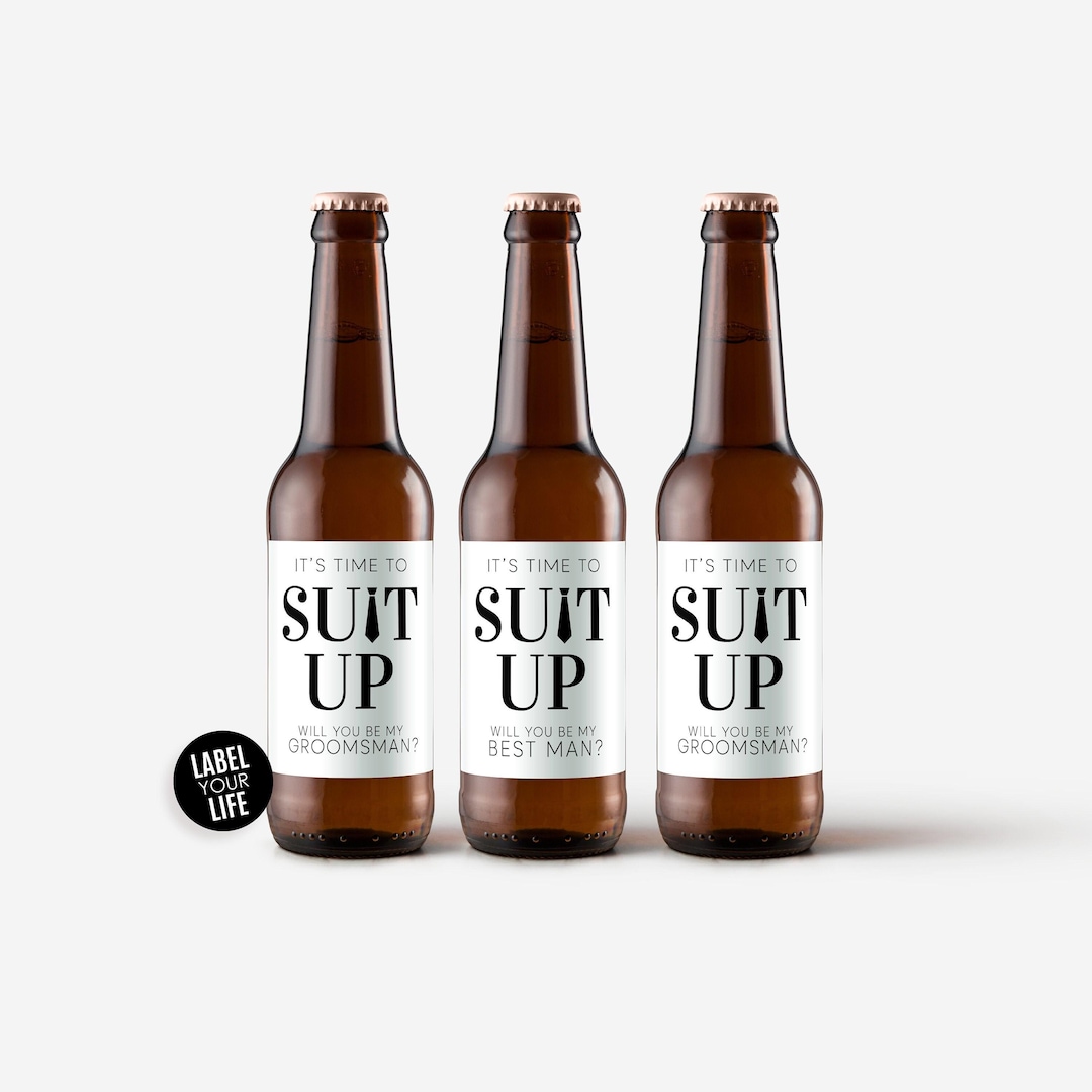 Groomsmen Beer Labels, Suit Up, Best Man Proposal - Etsy