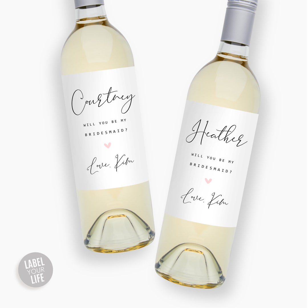 Bridesmaid Proposal Labels / Minimalist Wine & Champagne Labels ...