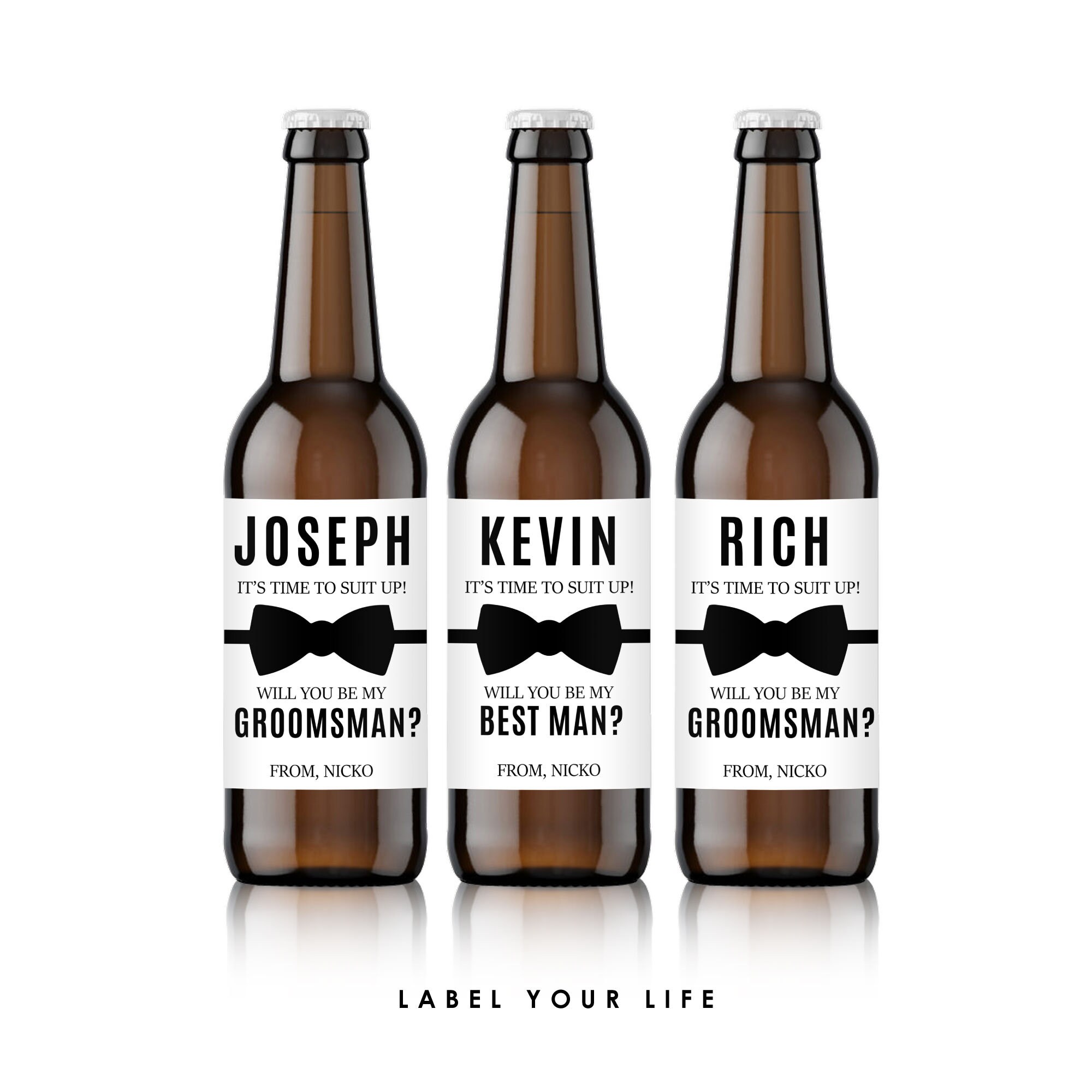 Groomsmen Beer Labels Best Man Proposal Suit Up Custom Wine | Etsy