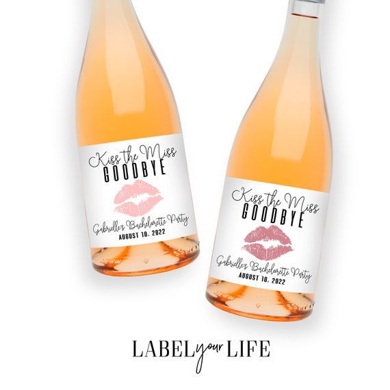 Kiss the Miss Goodbye Champagne Labels Bachelorette Party | Etsy