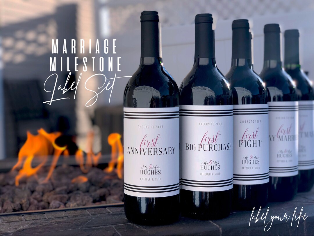 Marriage Milestone Label Set, Wedding Milestone, A Year of Firsts ...