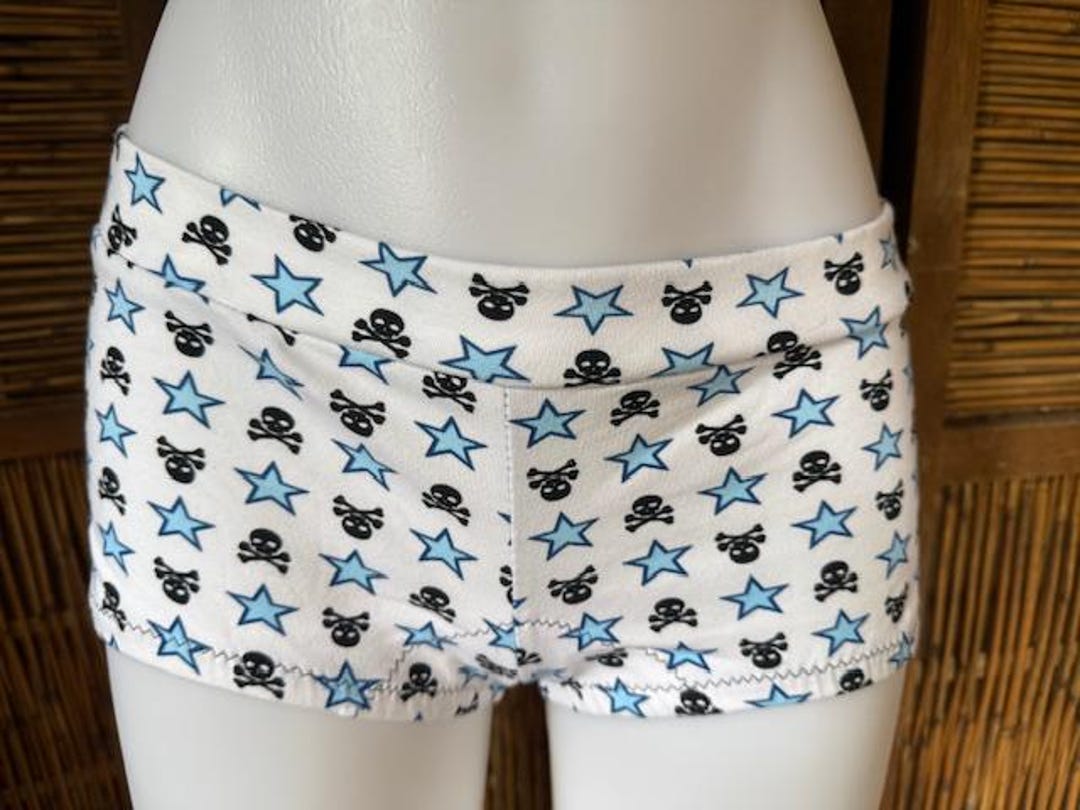 Bootie Shorts, Skulls and Stars Print, Cotton Spandex - Etsy