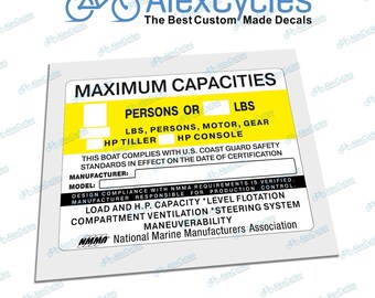 Boston Whaler Capacity Plate Decals Maximum Boat Occupancy (multiple ...
