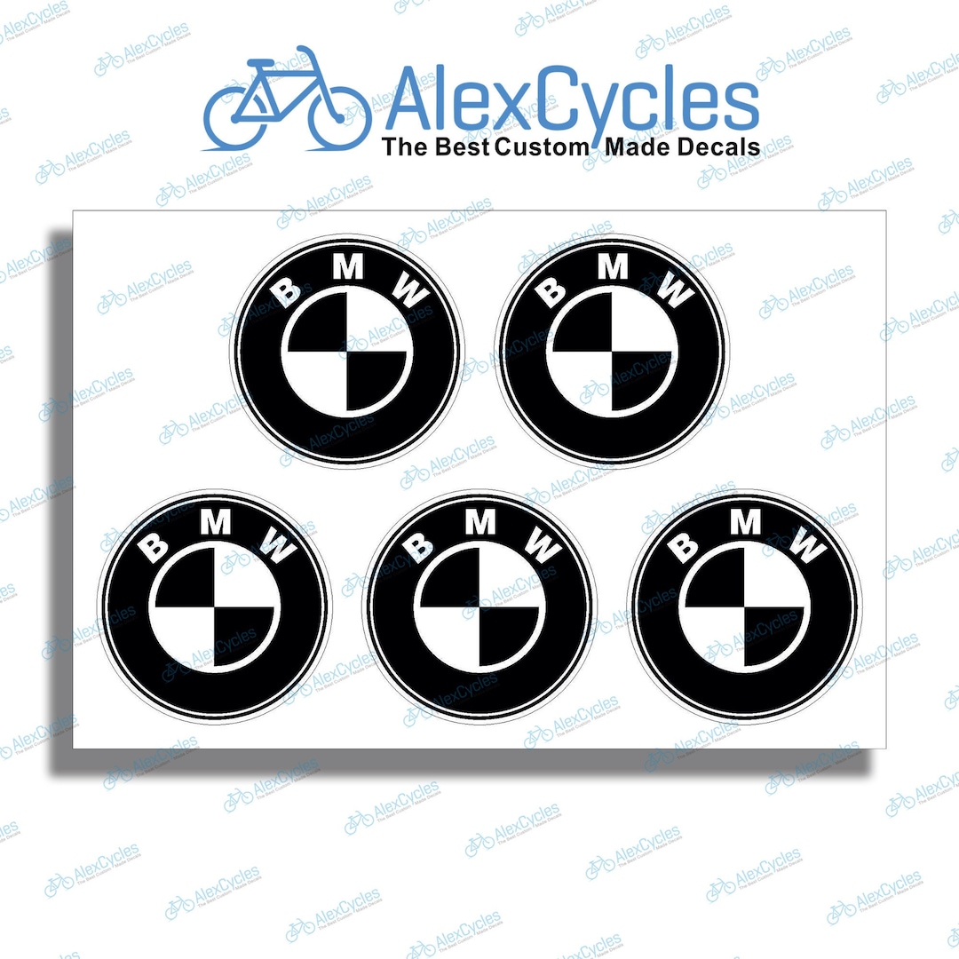 BMW Black White Classic Wheel Center Cap Laminated Decals Stickers Kit ...
