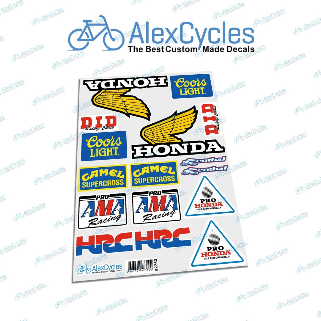 Honda CR 125 250 450 480 500 1978 1984 Rad Metal Tank Laminated Decals ...