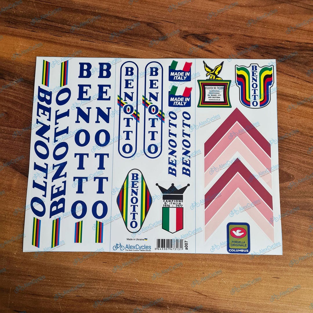 Rare Restoration Benotto Italy Frame Fork Decals Stickers Kit ...
