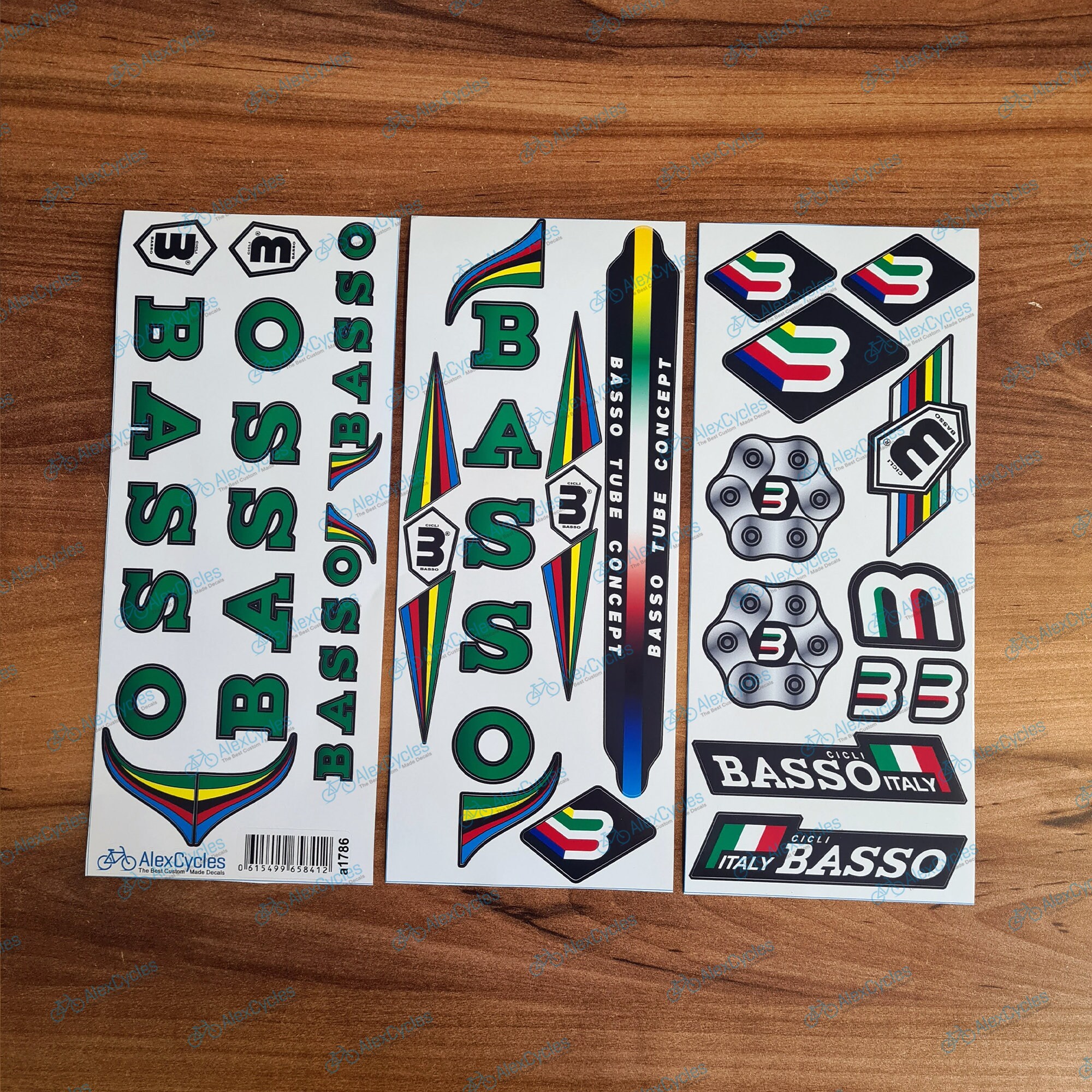 Rare BASSO Green Restoration Decals Kit for Bicycle FREE Gift Stickers ...
