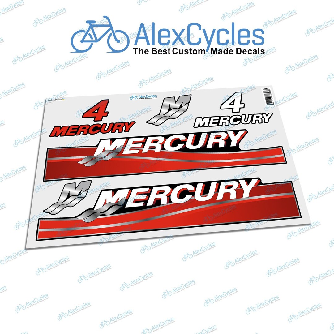 MERCURY Marine 4 HP Red Outboadrs Motor Laminated Decals Stickers Boat ...