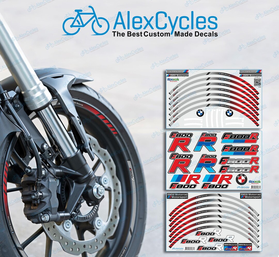 BMW Motorrad Motorsport F800R Red Grey Wheel Rim Laminated Stripes ...
