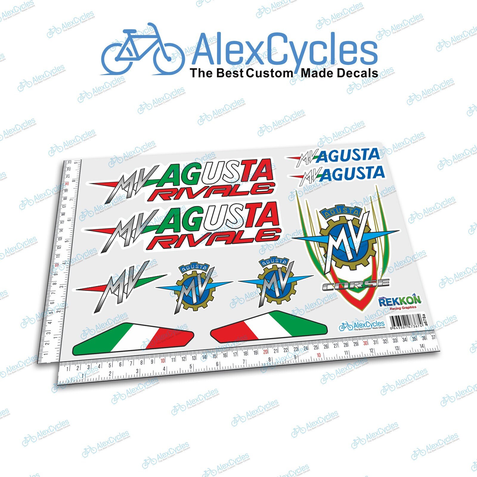 Agusta Corse Rivale Motorcycle Motorsport Laminated Decals Stickers Kit ...