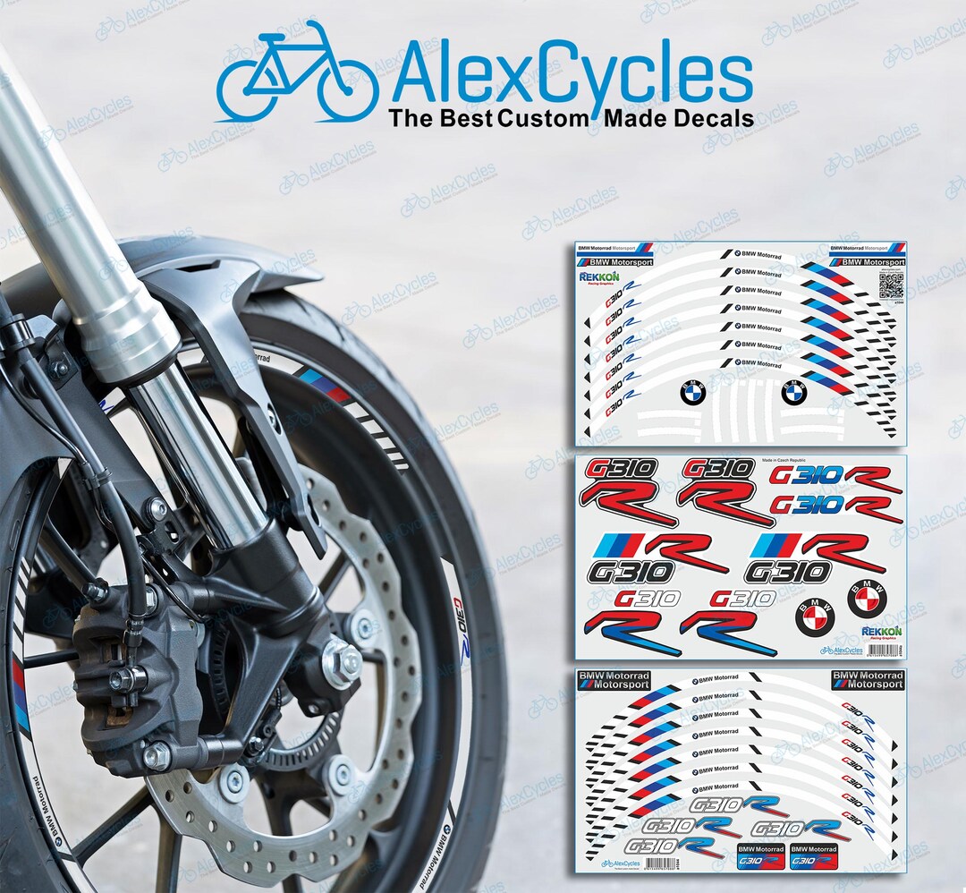 BMW Motorrad Motorsport G310R Wheel Rim Laminated Stripes Decals ...