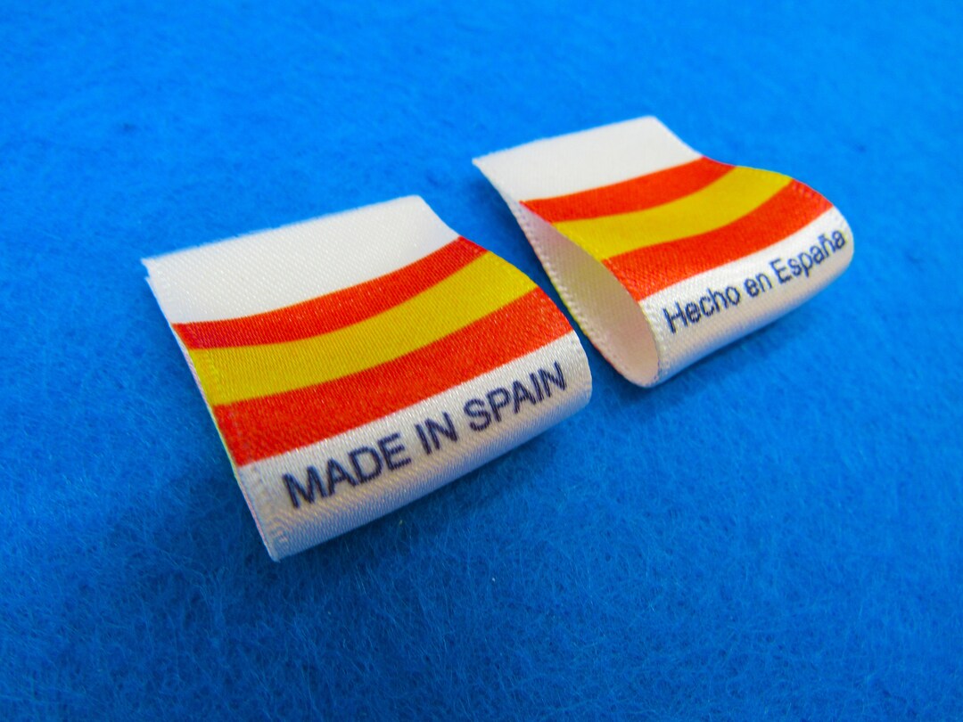 Made in Spain/hecho En España Flag Labels Small Sew in Fold 25x25mm ...