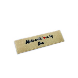 Made With Love by Nan Labels in Cream - Flat 15x50 - 40 Pack - Sew On ...