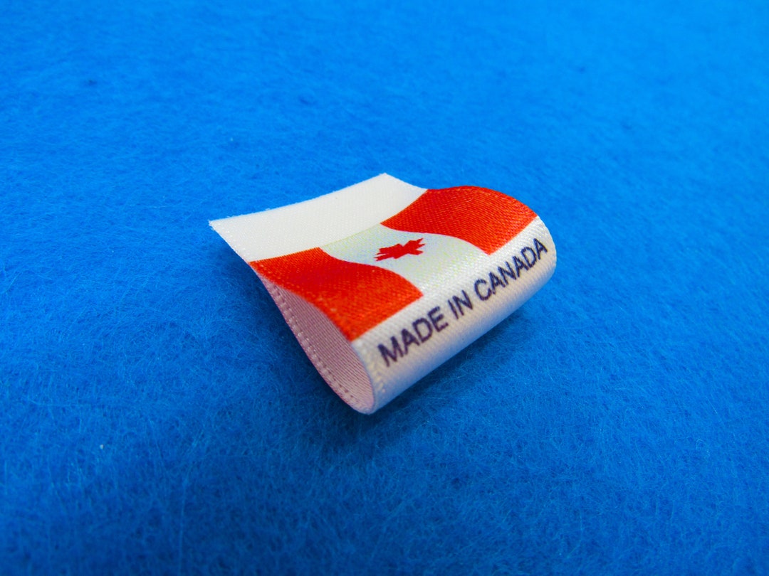 Made in Canada Flag Labels Small Sew in Fold 25x25mm Full Colour Print ...