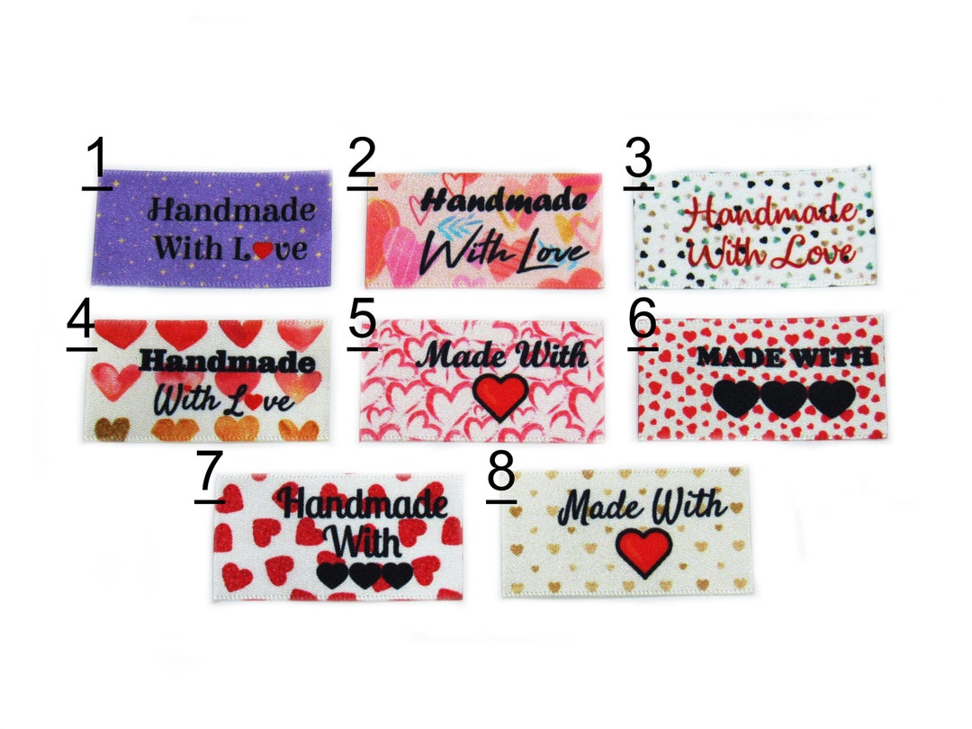 Made and Handmade With Love Sew on Clothing Garment Tags Labels 40 X ...