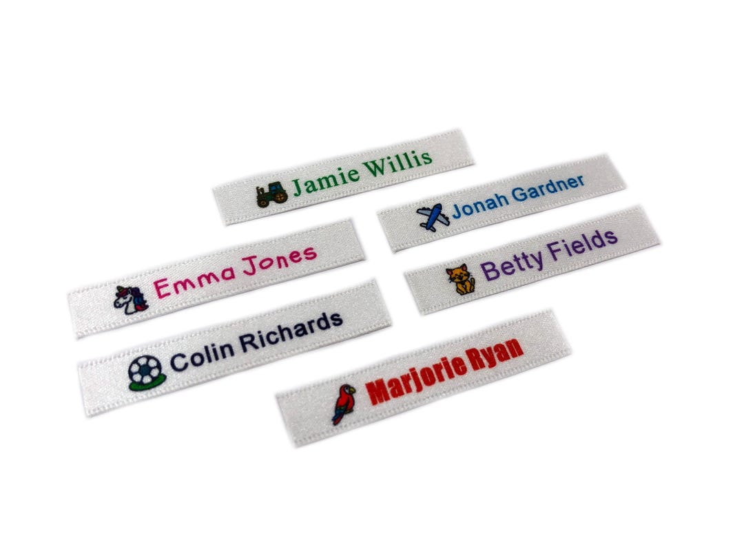 Personalised Sew on Name Labels School Uniform Clothes Tags Care Home ...
