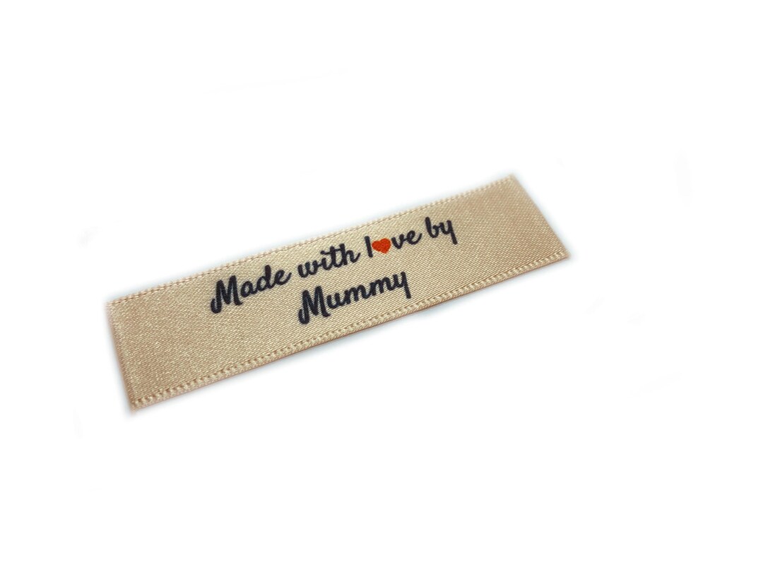 Made With Love by Mummy Labels in Cream - Flat 15x50 - 40 Pack - Sew On ...