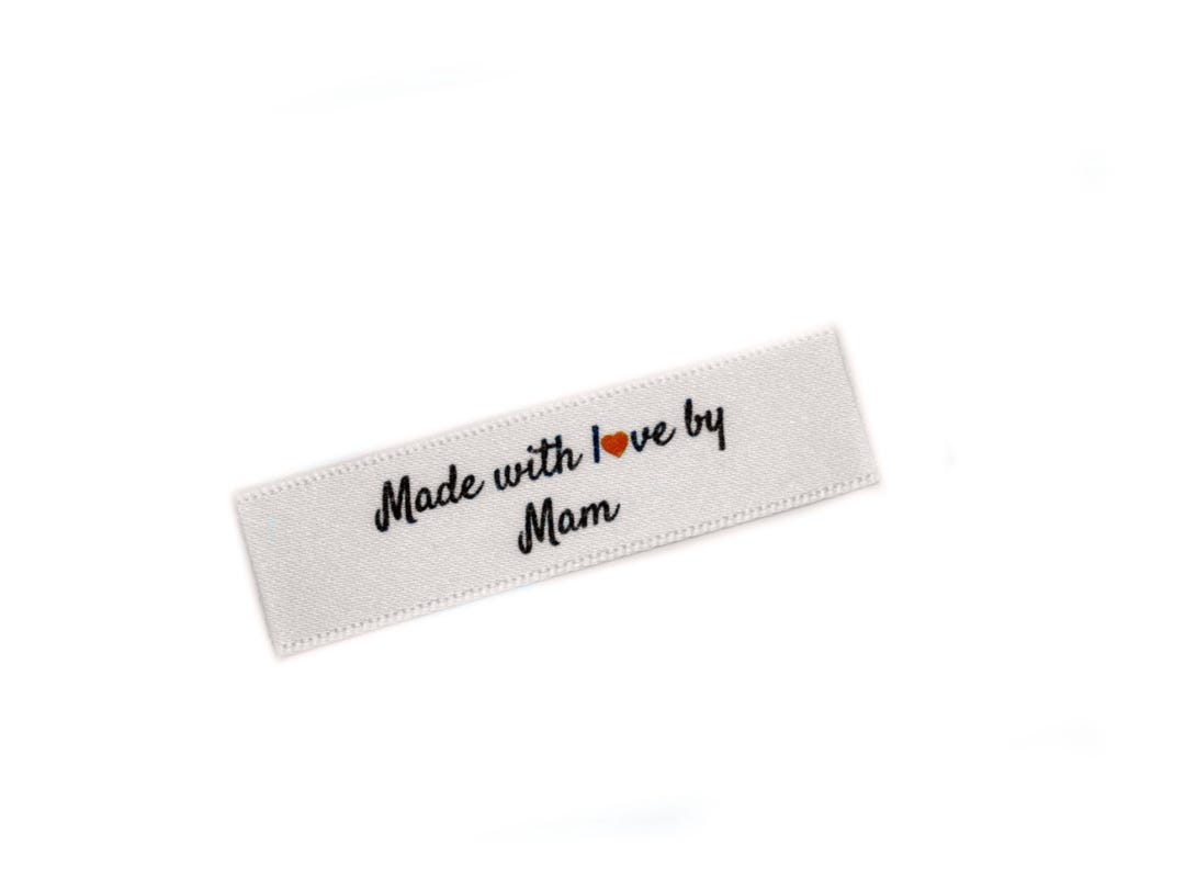 Made With Love by Mam Labels in White - Flat 15x50 - 40 Pack - Sew On ...