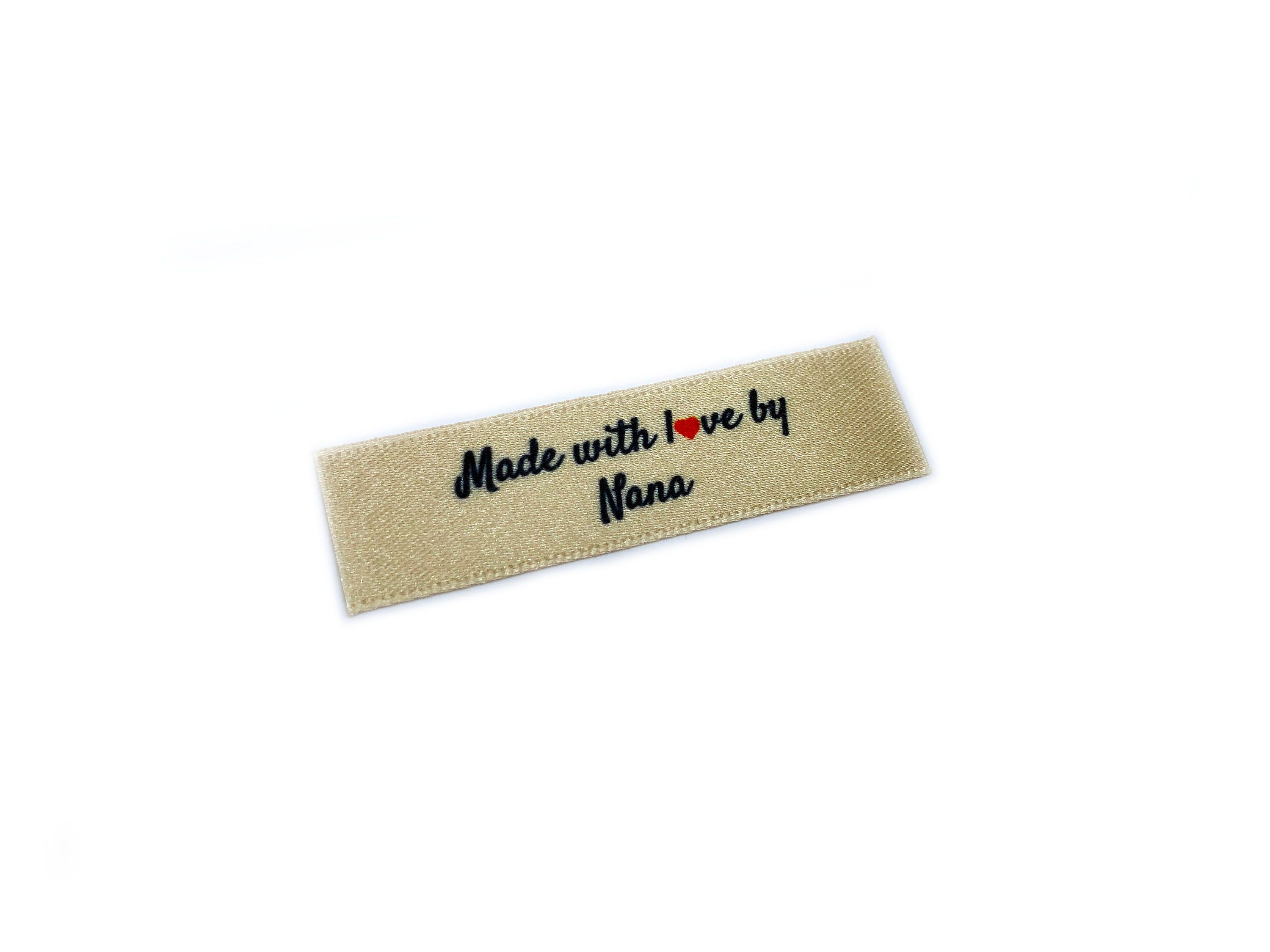 Made With Love by Nana Labels in Cream - Flat 15x50 - 40 Pack - Sew On ...