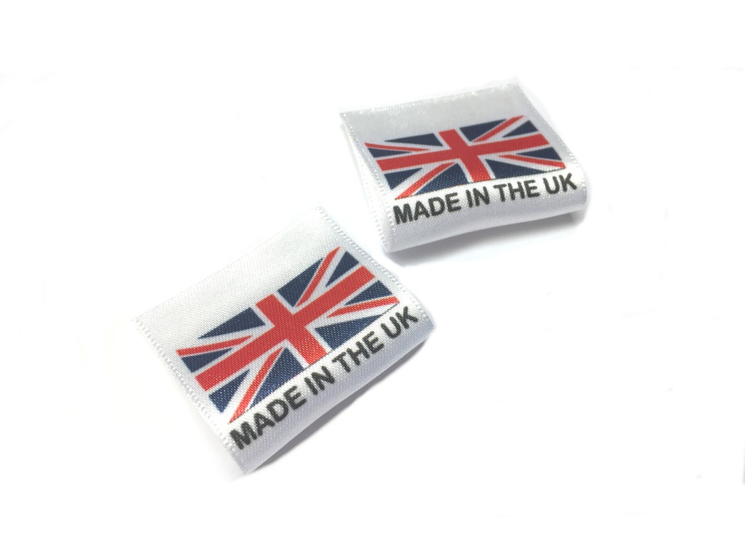 Union Flag Union Jack "made in the Uk" 35mm White Fabric Labels - Etsy