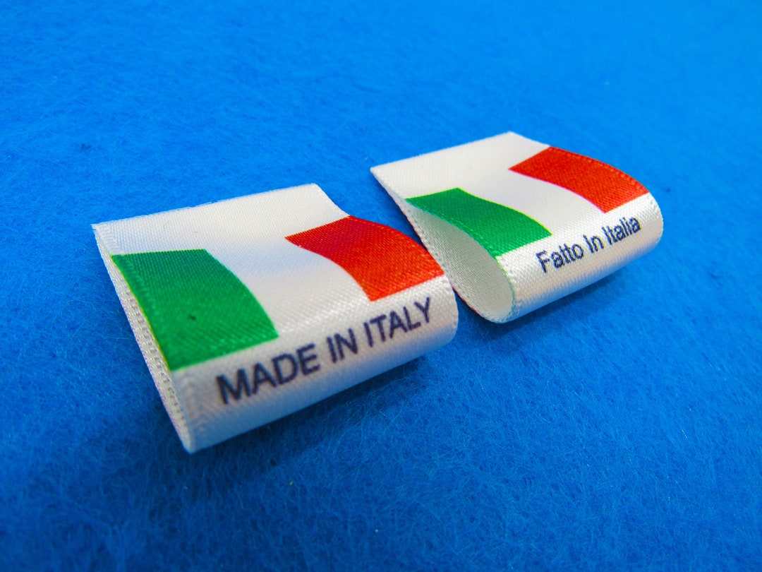 Made in Italy/fatto in Italia Flag Labels Small Sew in Fold 25x25mm ...