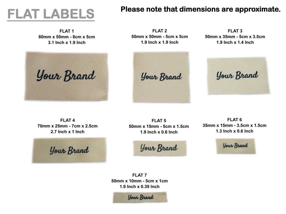 Personalised Custom Flat or Folded Sew in Satin Ribbon Fabric Clothes ...