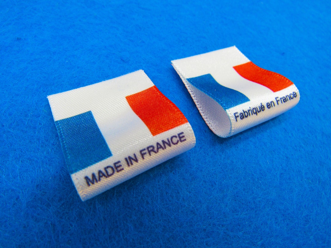 Made in France/fabriqué En France Flag Labels Small Sew in Fold 25x25mm ...
