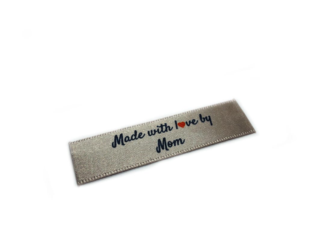 Made With Love by Mom Labels in Silver - Flat 15x50 - 40 Pack - Sew On ...