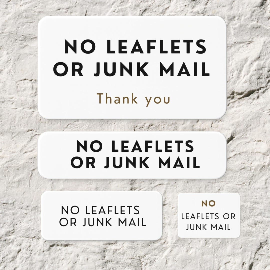 Personalised Sign Custom Small Sign No Leaflets, Menus, Charity Bags ...