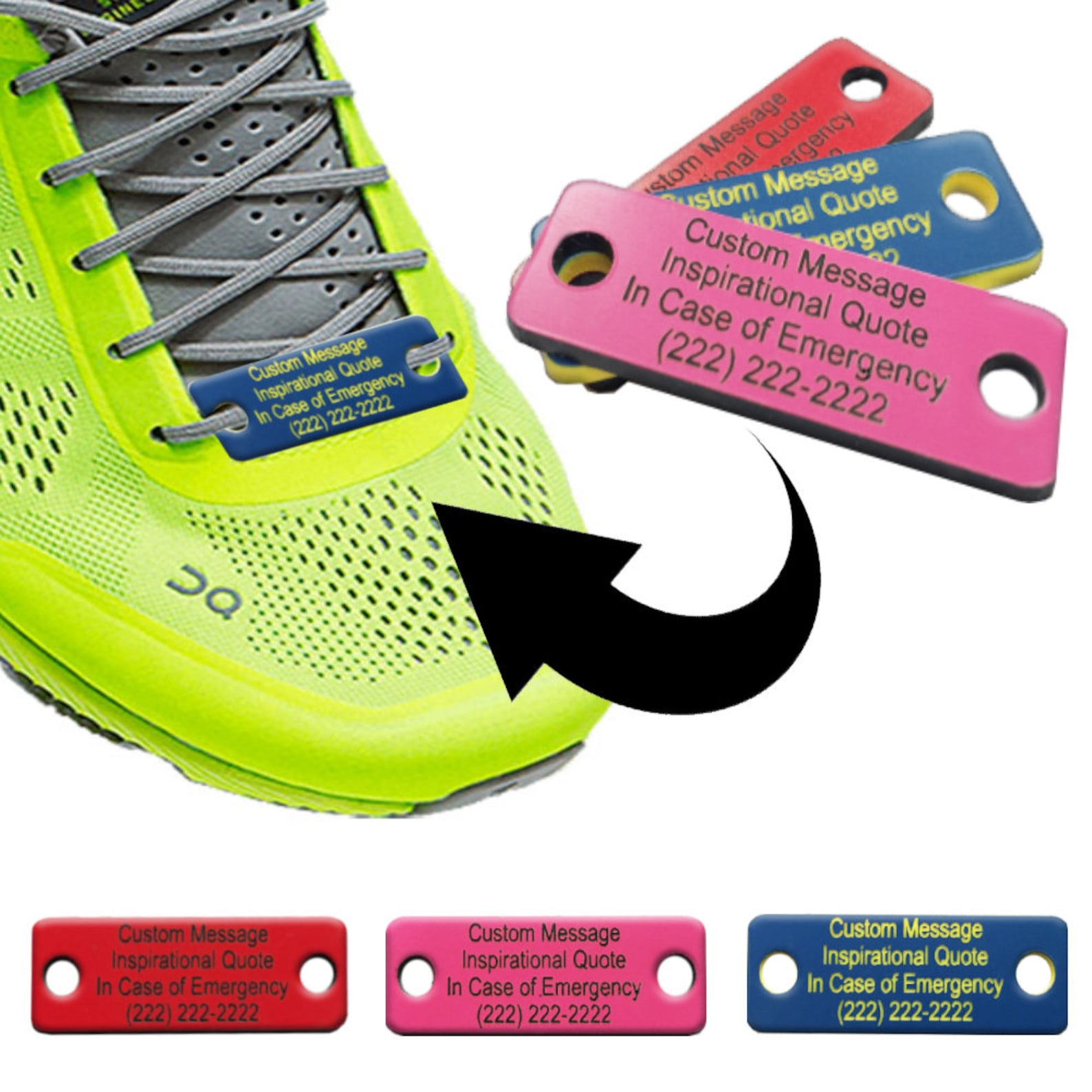 Personalized Running Shoe Tags: Custom Engraved Alert ID - Etsy