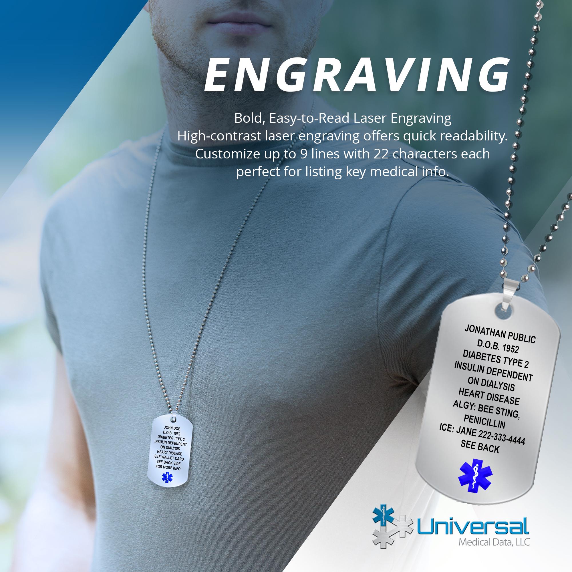 Custom Engraved QR Code Medical Alert Necklace: Stainless Steel ...