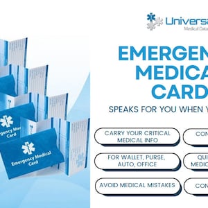 Personalized Emergency Medical Card: Medical Alert ID (4 Pack) - Etsy