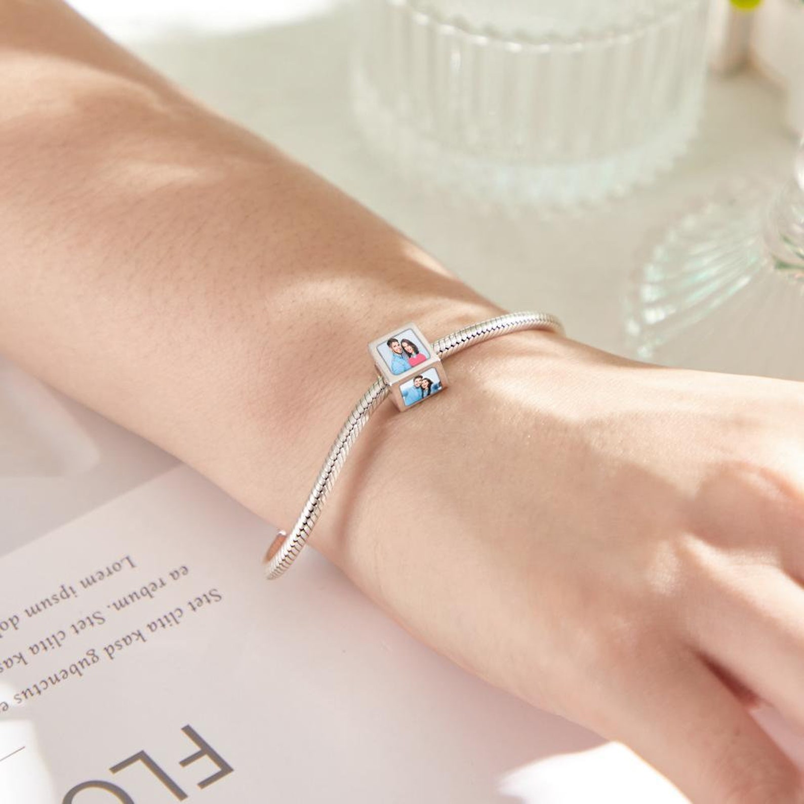 Custom Photo Pandora Charm: Four-sided Square Personalized GIF - Etsy