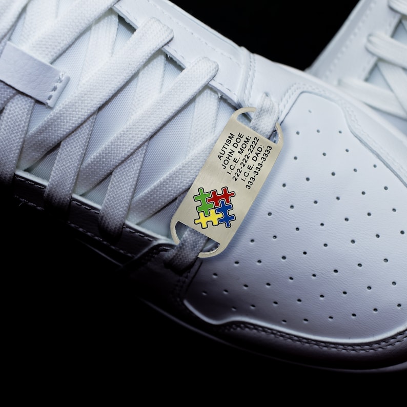 Personalized Autism Medical Alert Shoe Tag: Stainless Steel ID With ...