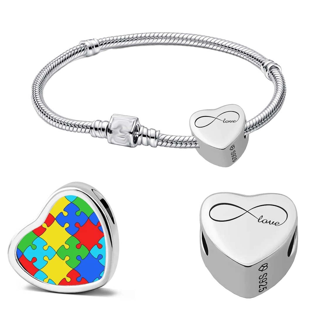 Autism Awareness Pandora Charm: Sterling Silver Puzzle Pendant - Etsy