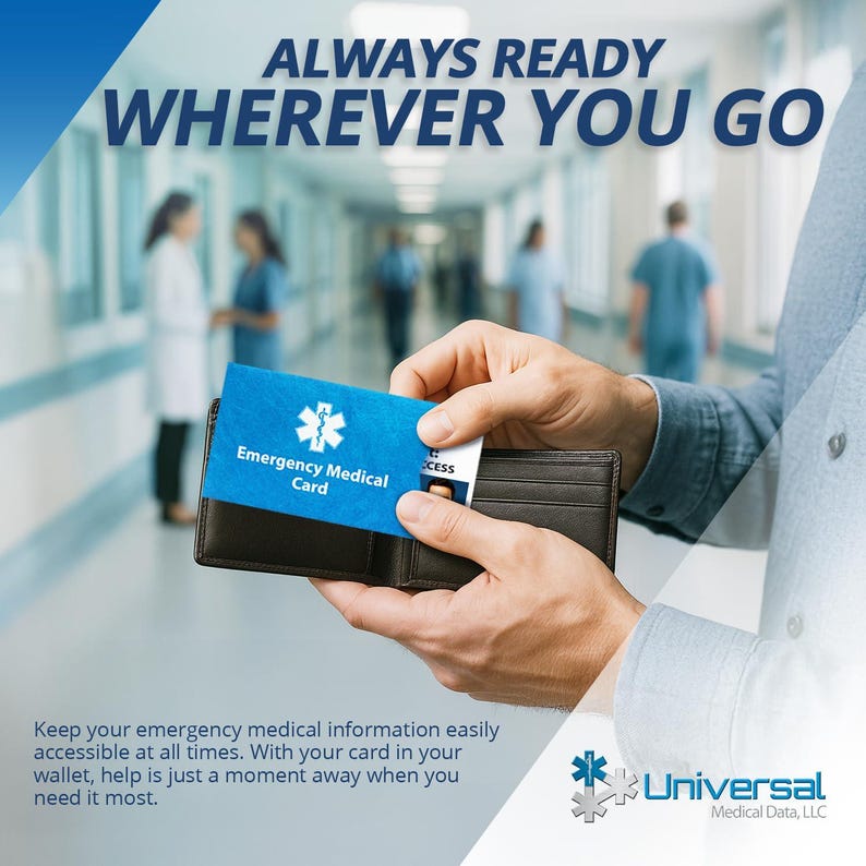 Medical Alert Wallet Cards – 6 Pack W/ Tyvek Sleeves & Phone Holder ...