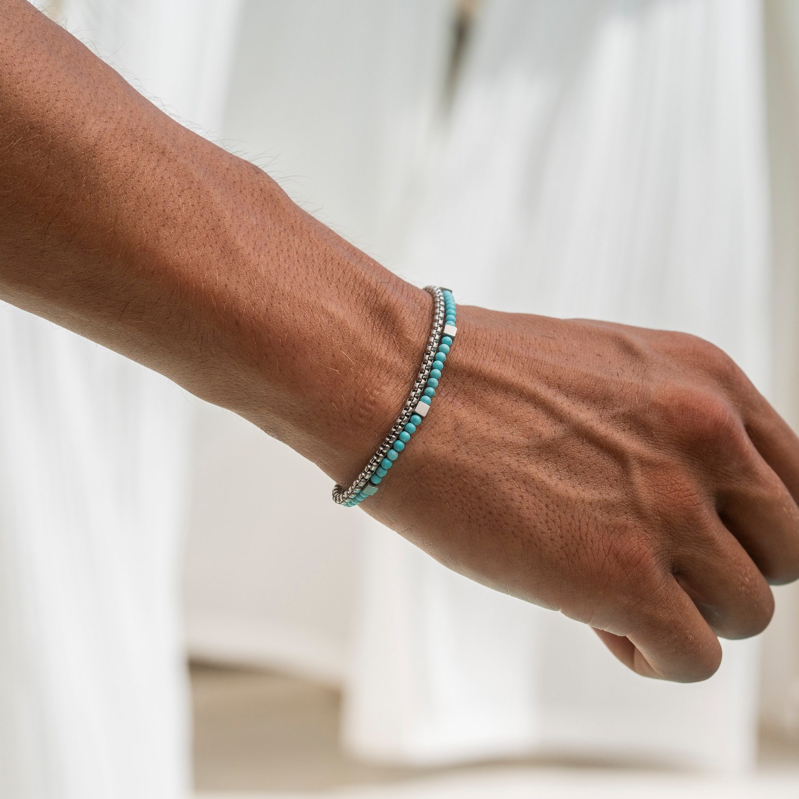Multi Layer Bracelet Blue Silver • Men's Bracelet Waterproof ...