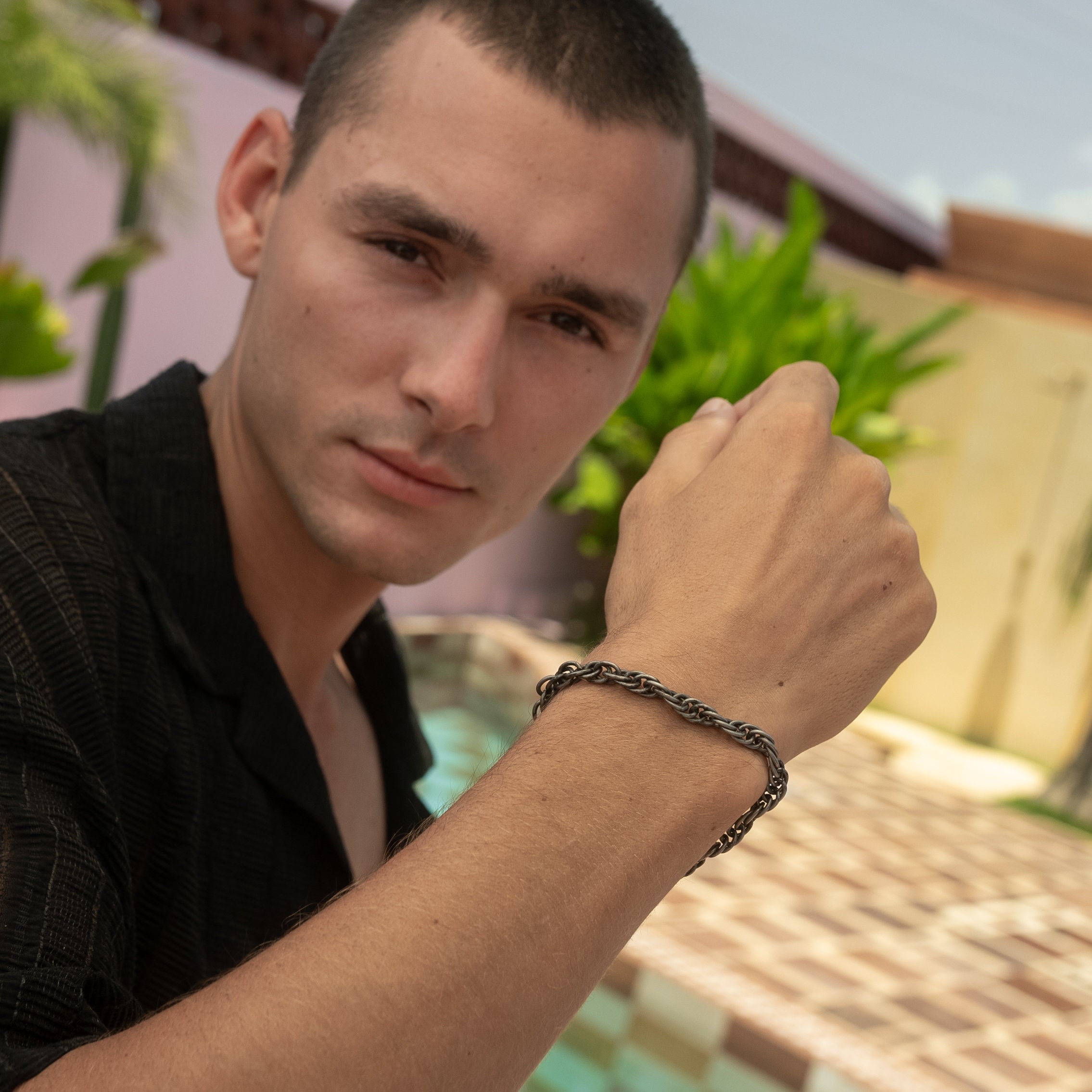 Men's Bracelet Black • Stainless Steel Bracelet • Black Bracelet With ...