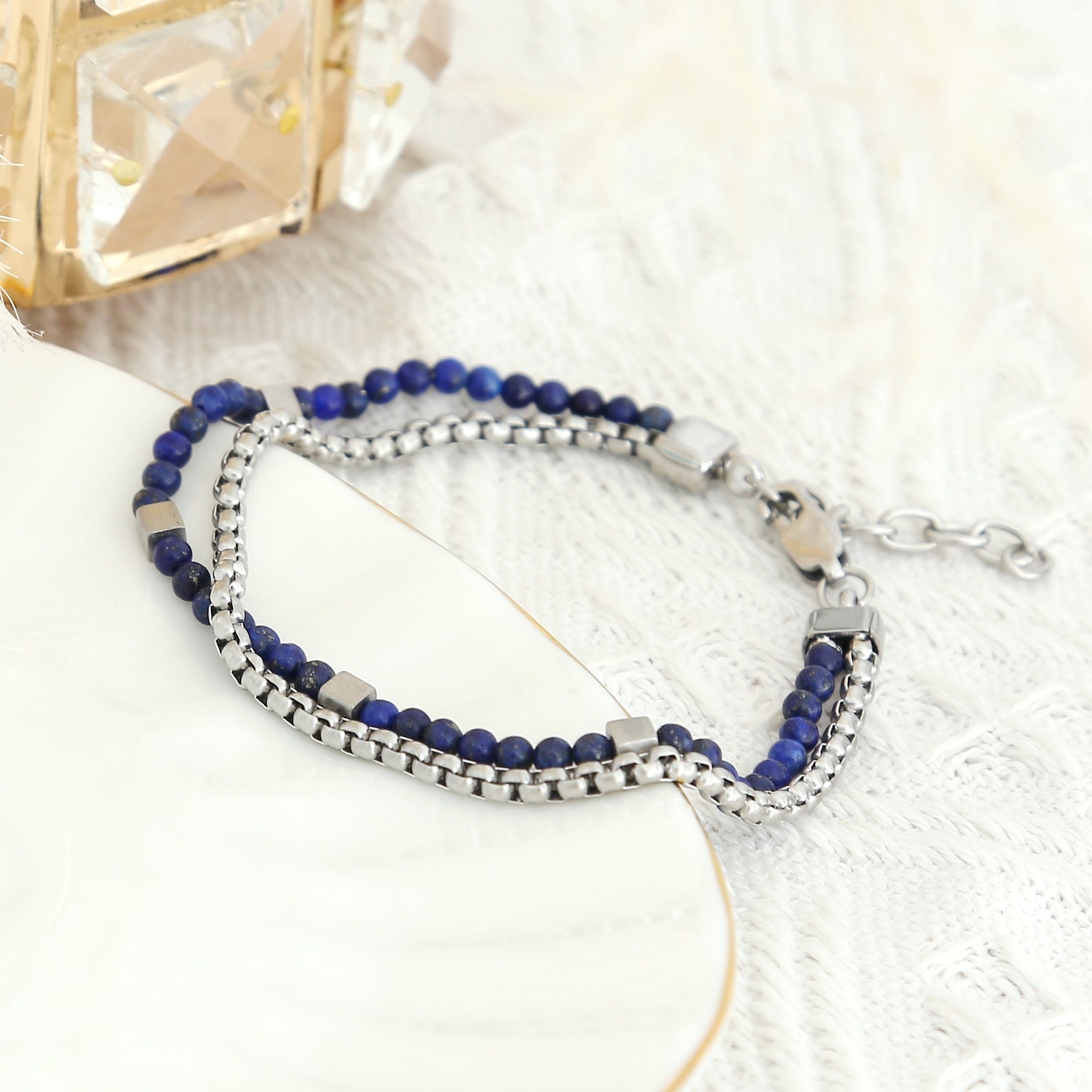 Multi Layer Bracelet Black Silver Men's Bracelet Waterproof ...