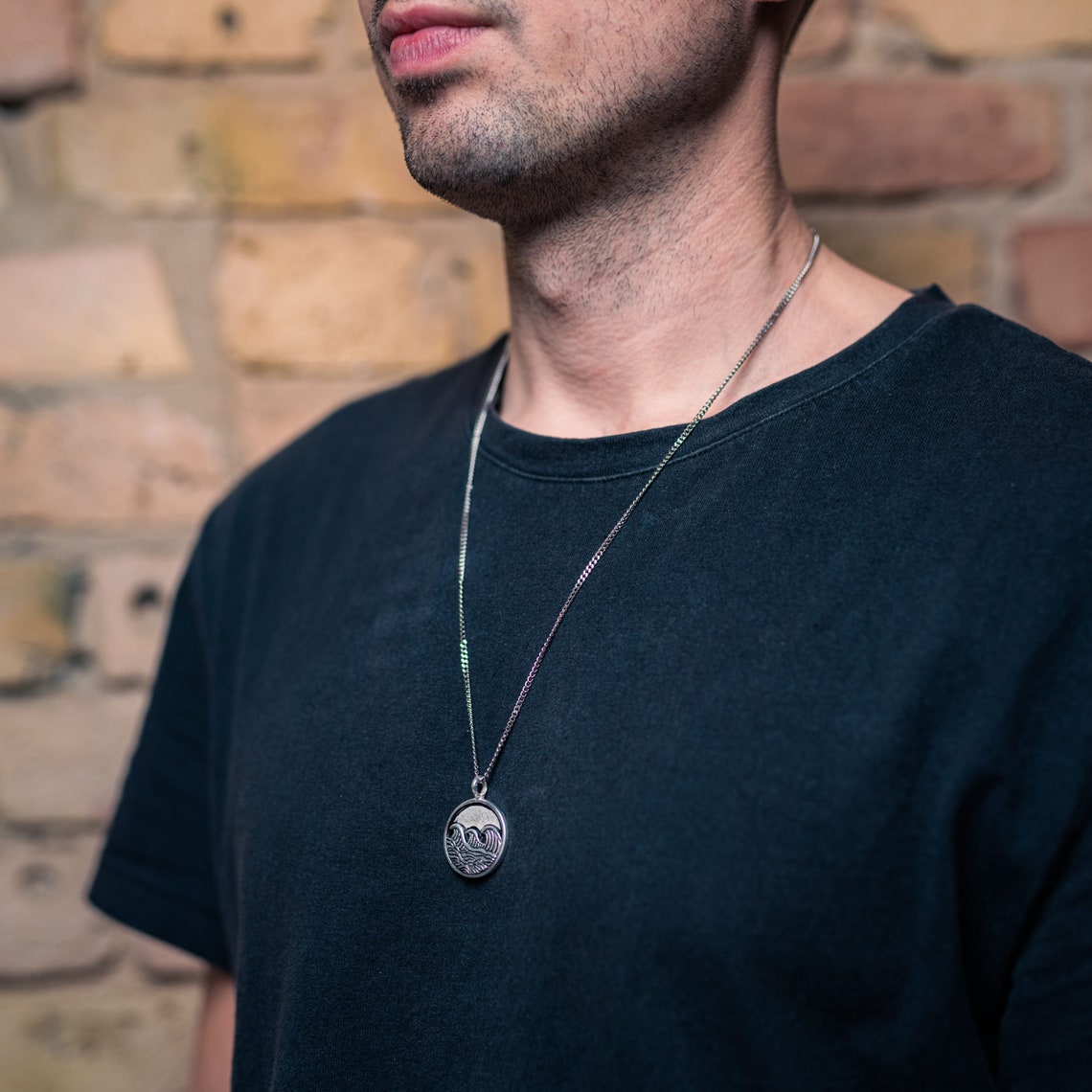 Mens Silver Necklace With Pendant - Cool Surfer Necklace - Stainless ...