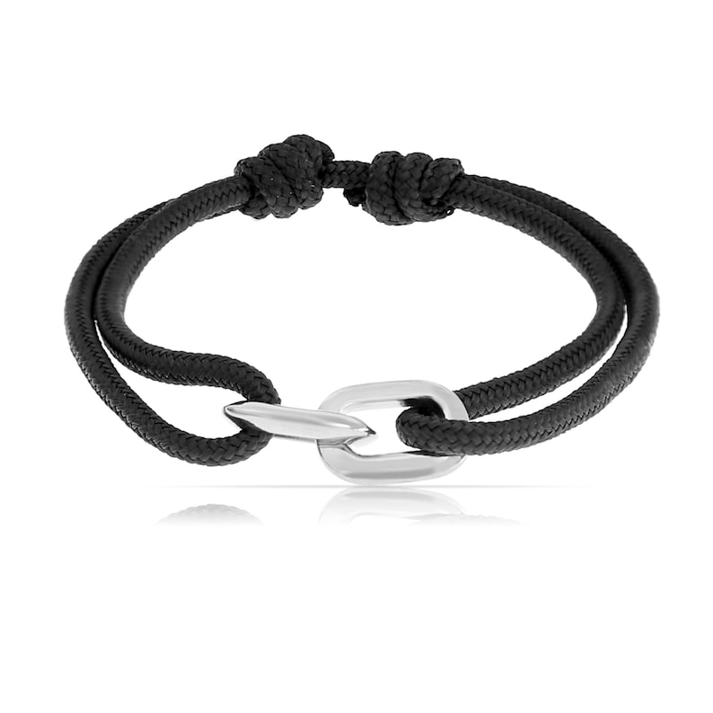 Mens Bracelet With Stainless Steel Rings • Adjustable Bracelet Men ...