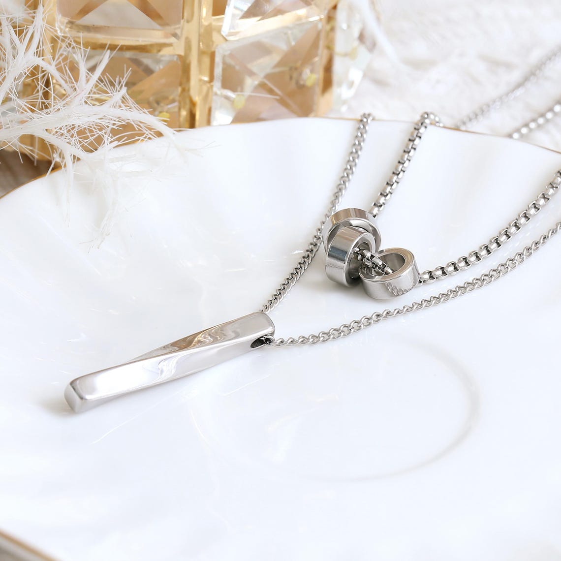 Double-layer Men's Necklace • Men's Necklace Chain With Pendant ...