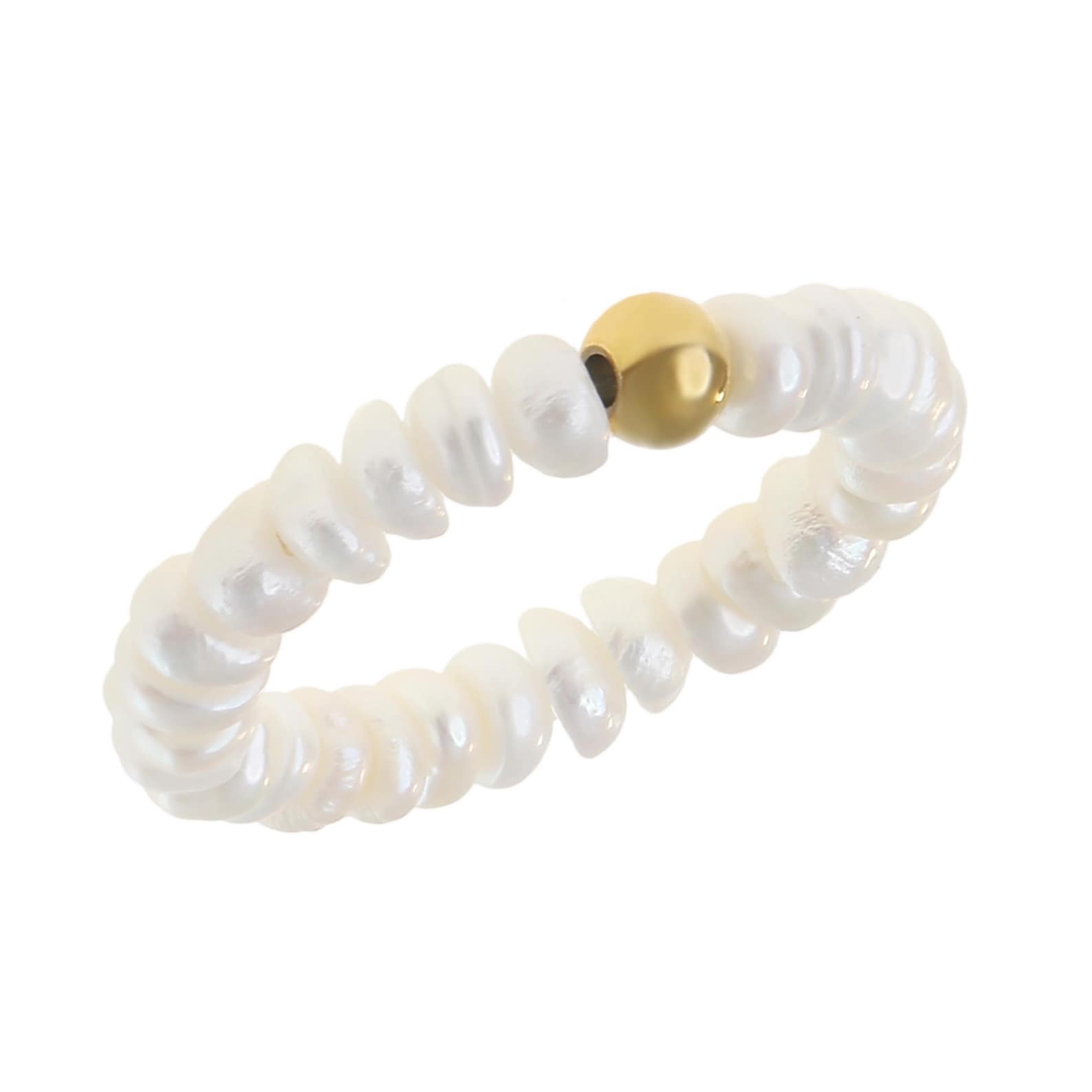 Elastic Freshwater Pearl Ring • Adjustable Ring Gold • Boho Jewelry ...
