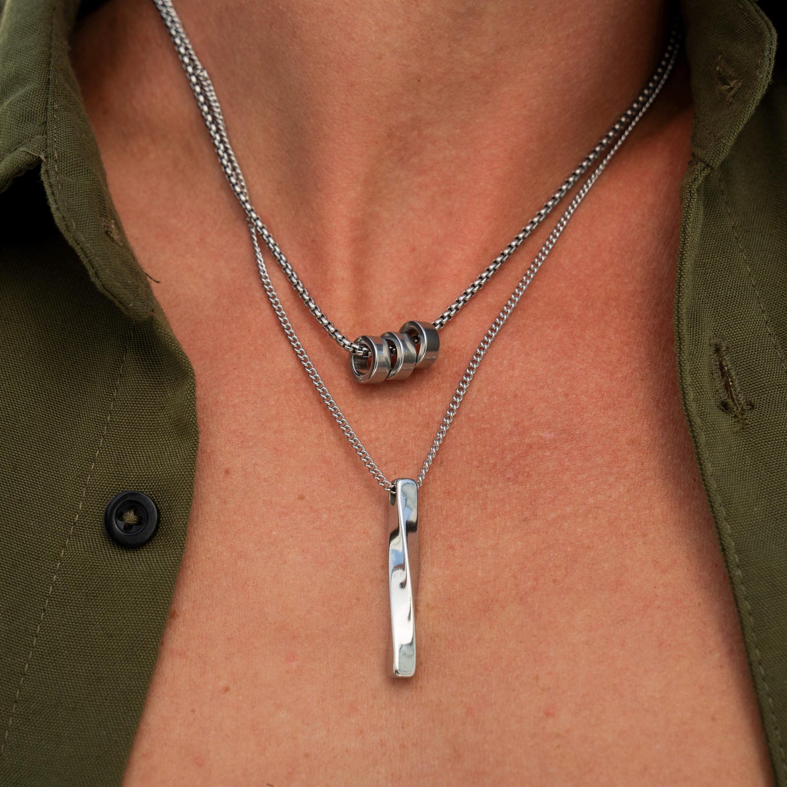Double-layer Men's Necklace • Men's Necklace Chain With Pendant ...