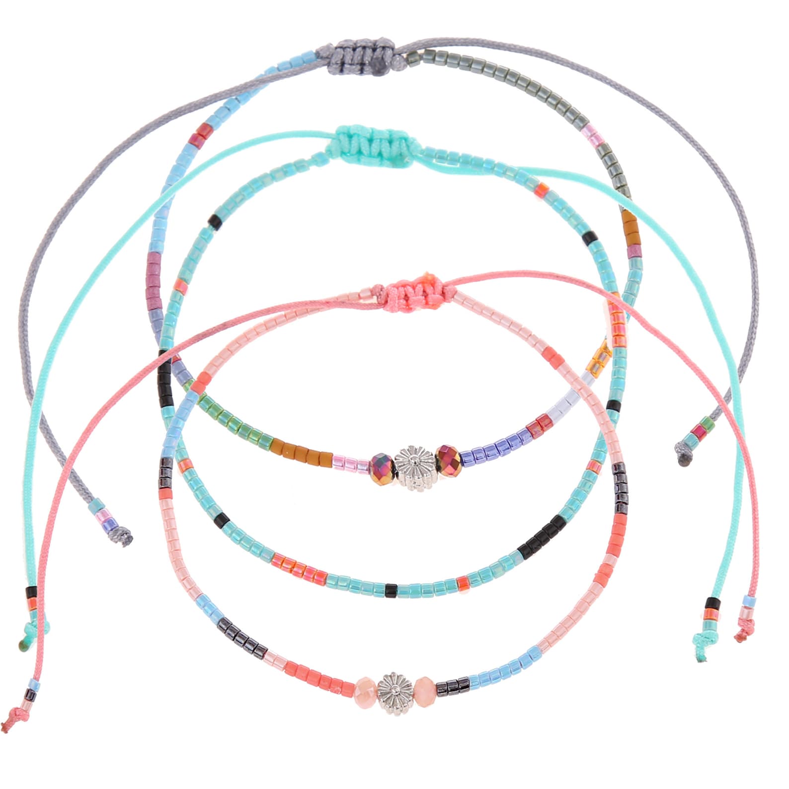 Beaded Anklet Set of 3 for Women & Girls - Handmade Surfer Anklet Set ...