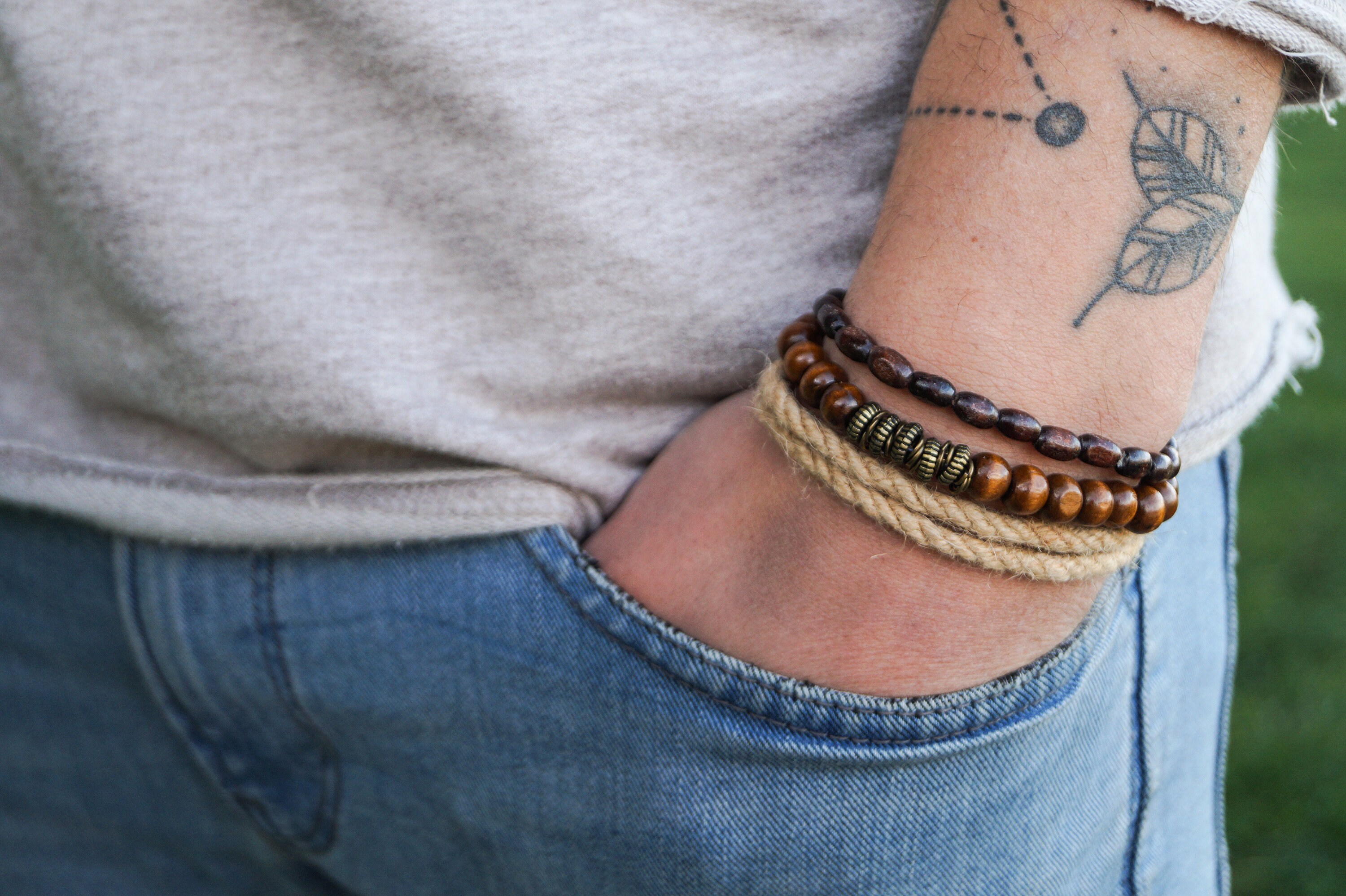 Surfer Bracelet Set for Men Handmade Jewelry Beaded - Etsy