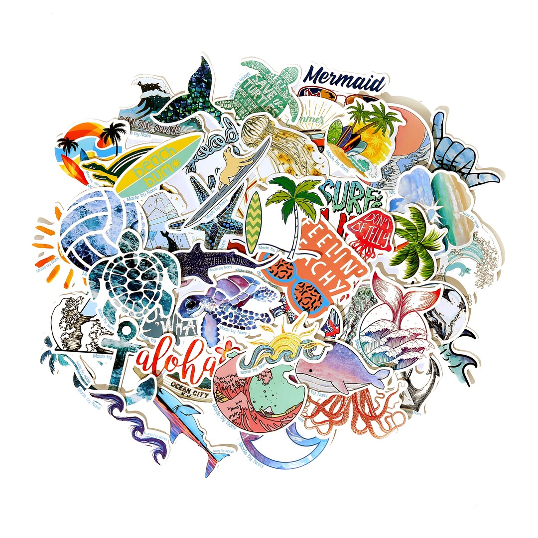 Surfer Sticker Set 50 Pieces Cool Vinyl Stickers for Boys and Girls for ...