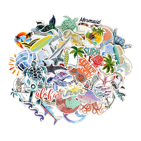 Surfer Sticker Set 50 Pieces Cool Vinyl Stickers for Boys | Etsy