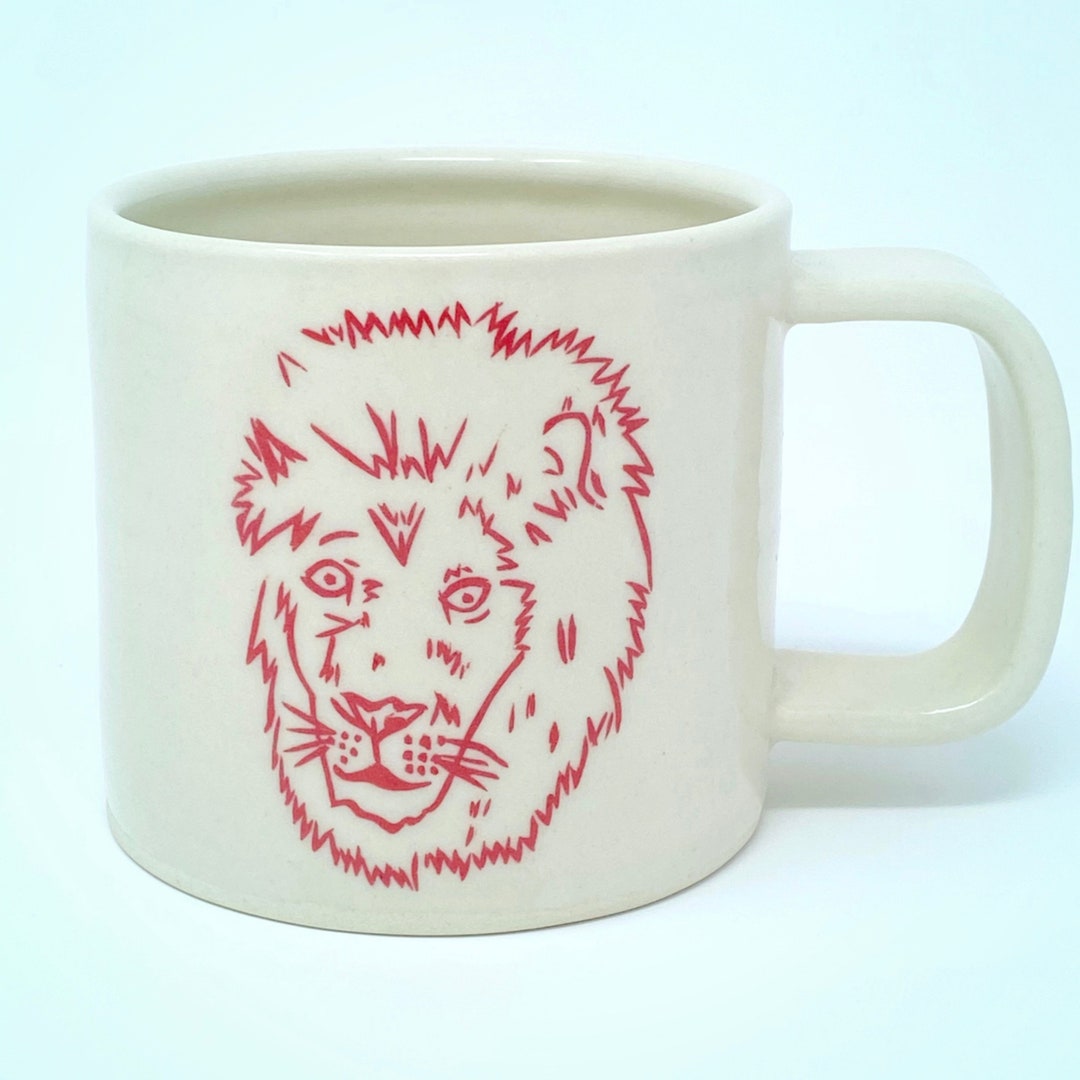 Handmade Ceramic Lion Mug, Lion Art, Coffee Mug, Leo Mug, Leo Art ...